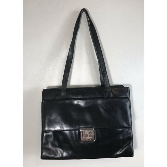 Gucci | Bags | Rare Vintage 95s Gucci Handbag Black Leather Purse Red ...